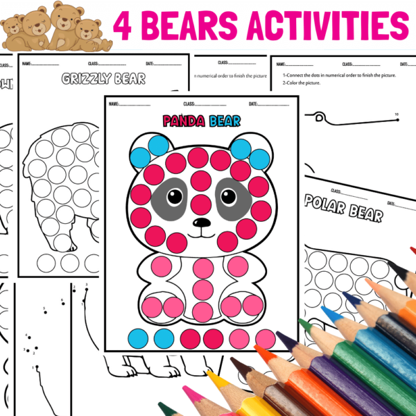 Bears Theme Preschool Activities Dot Markers and Dot to Dot | Made By ...