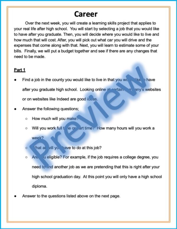Life Skills Budgeting Project | Made By Teachers