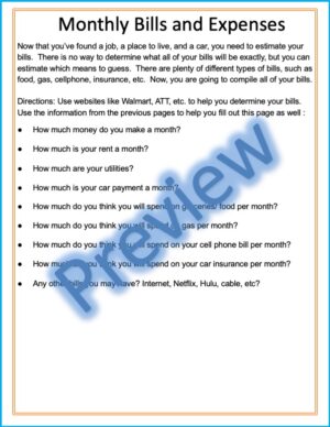 Life Skills Budgeting Project - Made By Teachers