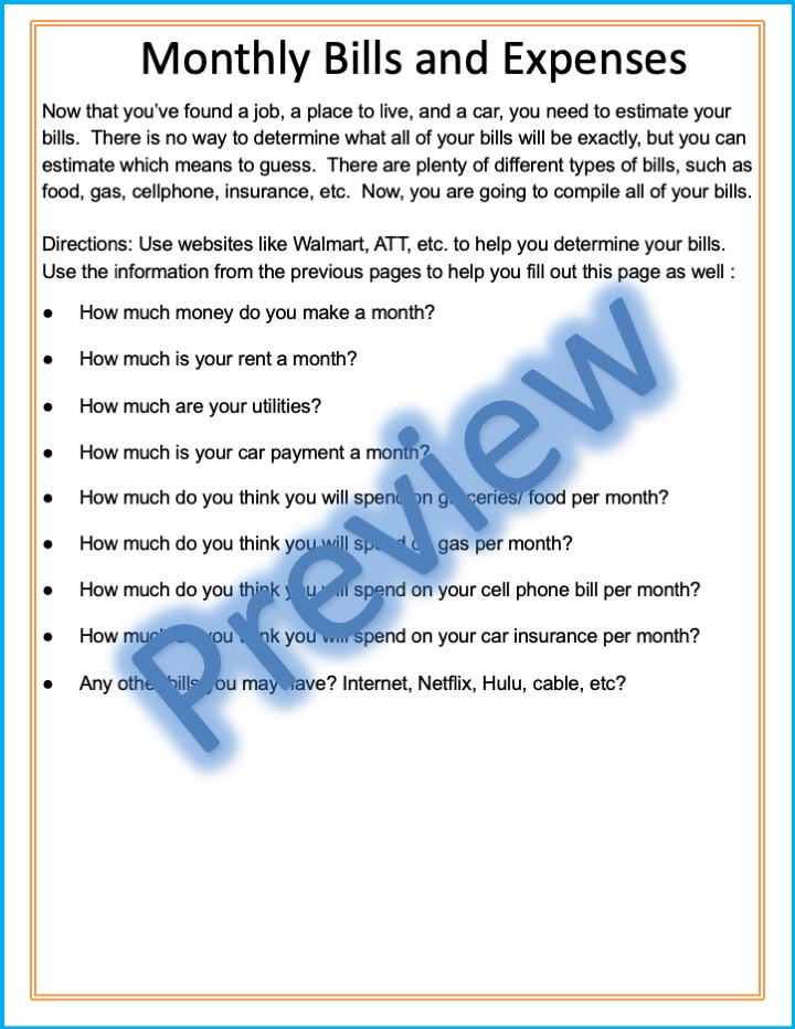 Life Skills Budgeting Project | Made By Teachers