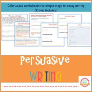 Persuasive Writing Essay (color coded for easy 5 paragraph essay ...