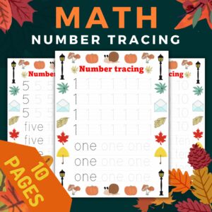 Fall Autumn Number tracing Worksheets 1-10 Trace Write - Math ...