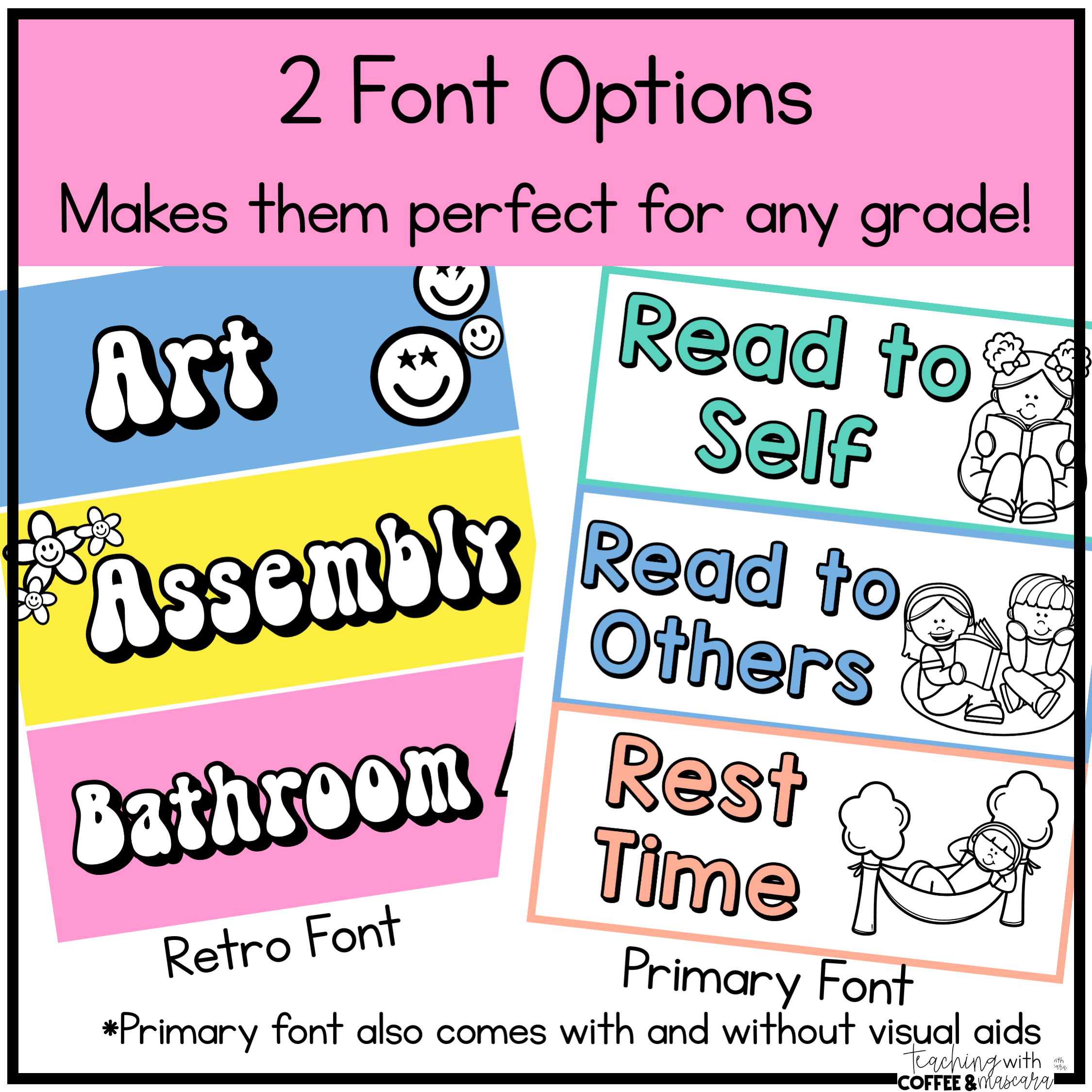 Classroom Daily Visual Schedule Cards Editable Retro Bright | Made By ...