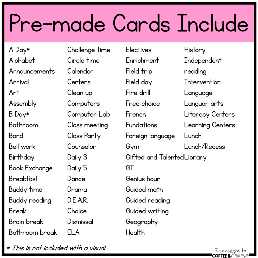 Classroom Daily Visual Schedule Cards Editable - Made By Teachers
