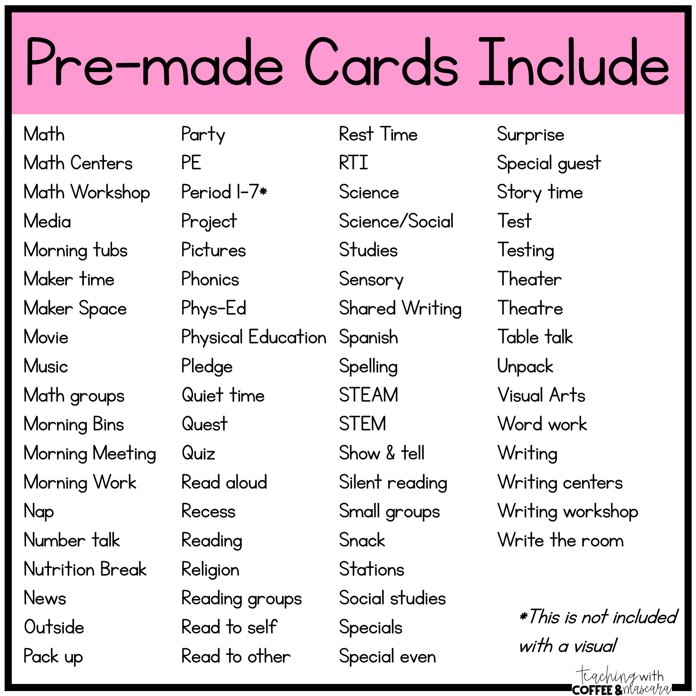 Classroom Daily Visual Schedule Cards Editable Retro Bright | Made By ...