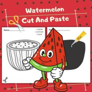 Printable Watermelon fruit Coloring Pages Cut and Paste | watermelon ...