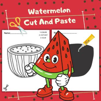 Printable Watermelon fruit Coloring Pages Cut and Paste | watermelon ...