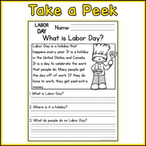 Labor Day Holidays Reading Comprehension Passages K-2 | Made By Teachers