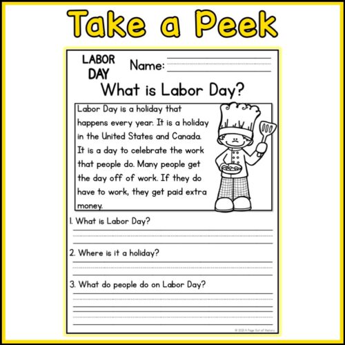 Labor Day Holidays Reading Comprehension Passages K-2 - Made By Teachers