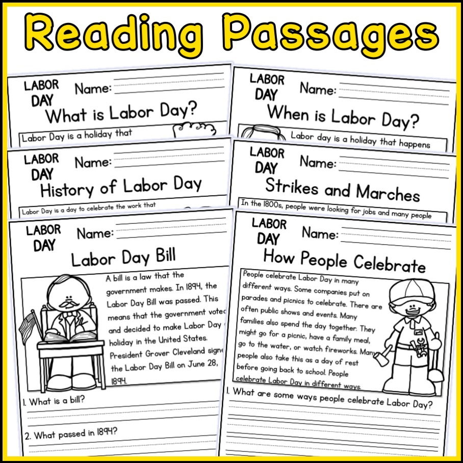 Labor Day Holidays Reading Comprehension Passages K-2 - Made By Teachers
