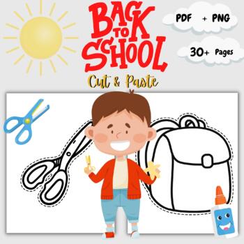 Printable Back to School Cut & Paste And Color Worksheets - Scissor ...