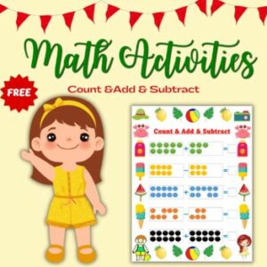 Printable Fall Autumn count & add & Subtract - Math Worksheet | Made By ...