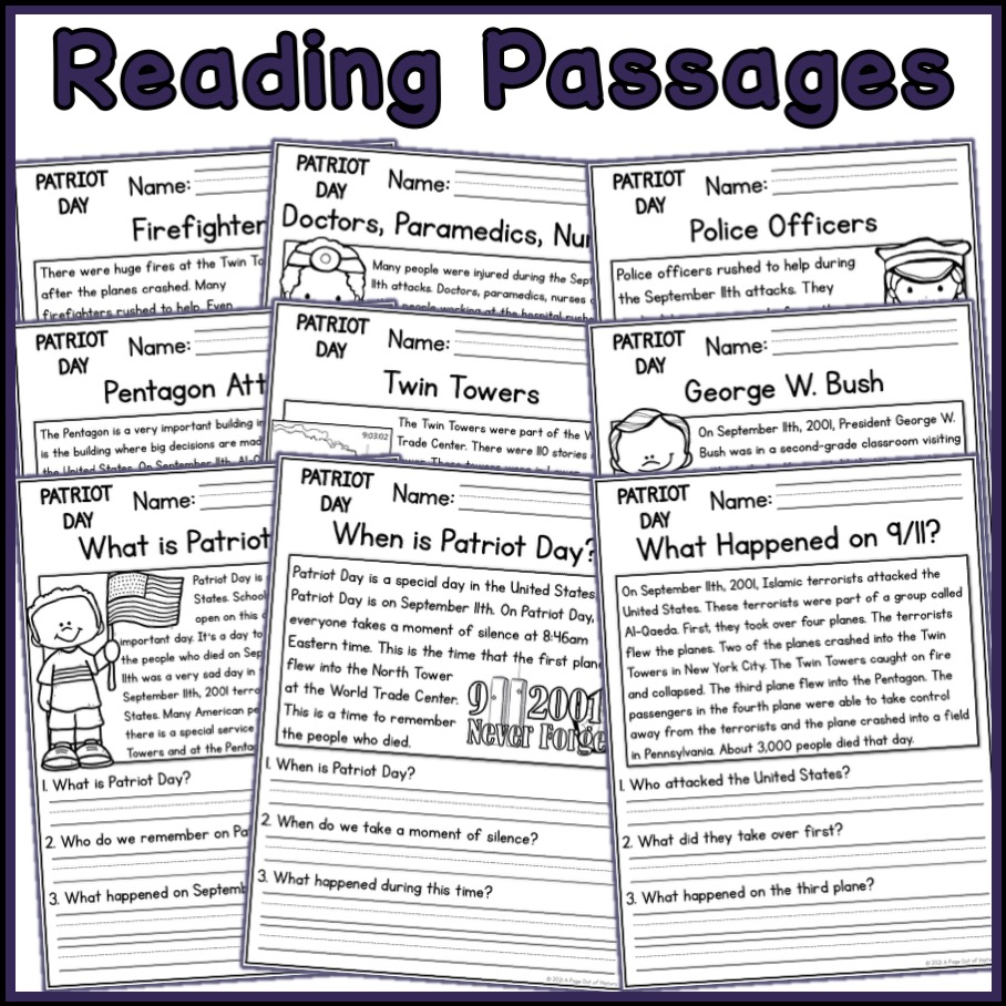 September 11th (9/11) Patriot Day Holidays Reading Comprehension ...
