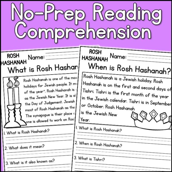 Rosh Hashanah Holidays Reading Comprehension Passages K-2 - Made By ...
