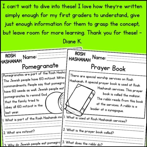 Rosh Hashanah Holidays Reading Comprehension Passages K-2 - Made By ...