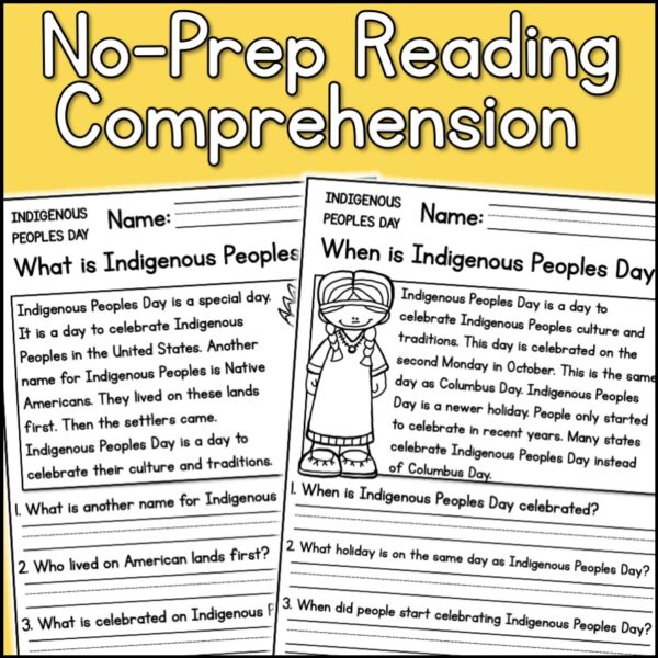 Indigenous Peoples Day Holidays Reading Comprehension Passages K-2 ... Indigenous Peoples Day Holidays Reading Comprehension Passages K-2 ...