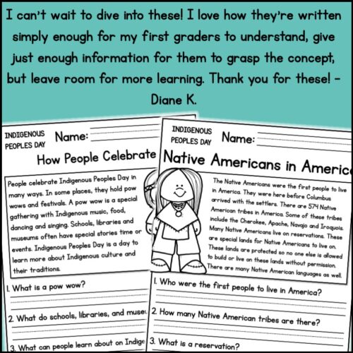 Indigenous Peoples Day Holidays Reading Comprehension Passages K-2 ...