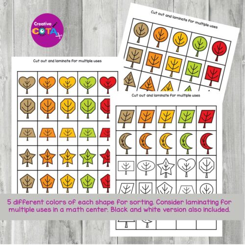 2D Shape Sort Fall Math Center Activity - Made By Teachers