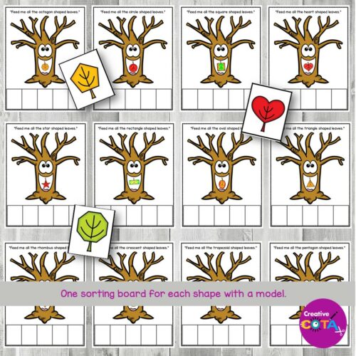 2D Shape Sort Fall Math Center Activity - Made By Teachers