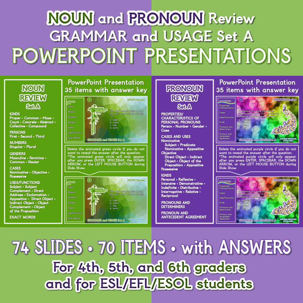 Noun and Pronoun Review (Set A) PowerPoint Presentations - Made By Teachers