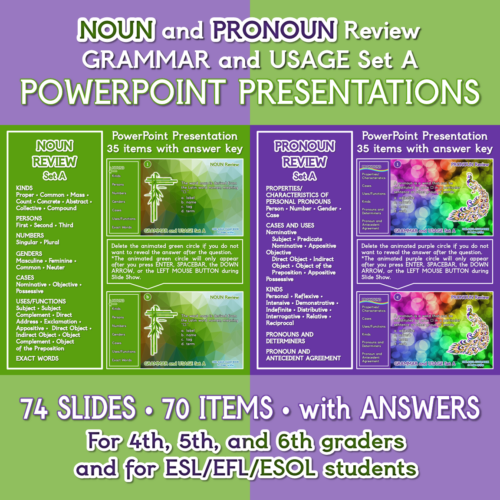 Noun and Pronoun Review (Set A) PowerPoint Presentations - Made By Teachers