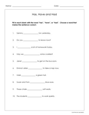 Verbs Practice - "has", "have", "had" - 3 worksheets - Grades 1 - 2 ...