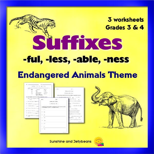 Suffixes: -ful -less -able -ness - Endangered Animals - 3 worksheets ...
