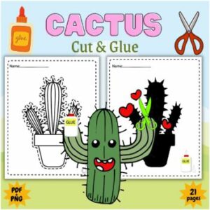 Printable Spring Cinco De Mayo Cactus Cut And Paste | Glue Coloring ...