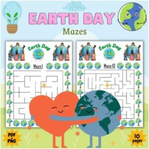 Printable Spring Earth Day Easy Mazes Puzzles Games Activities ...