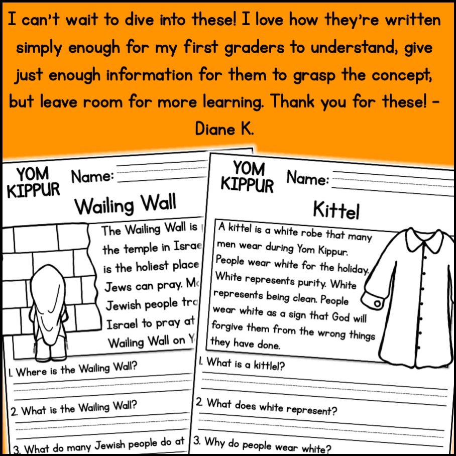 Yom Kippur Holidays Reading Comprehension Passages K-2 | Made By Teachers