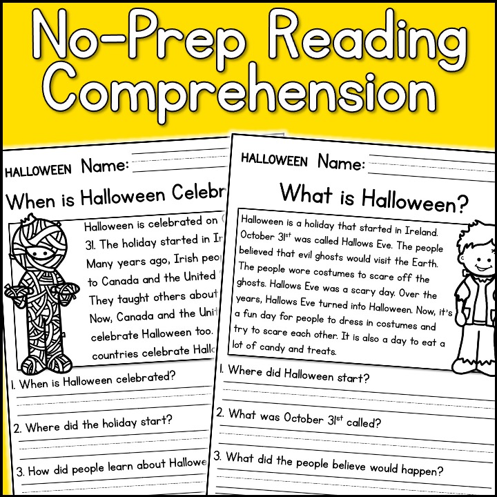 Halloween Holidays Reading Comprehension Passages K-2 | Made By Teachers