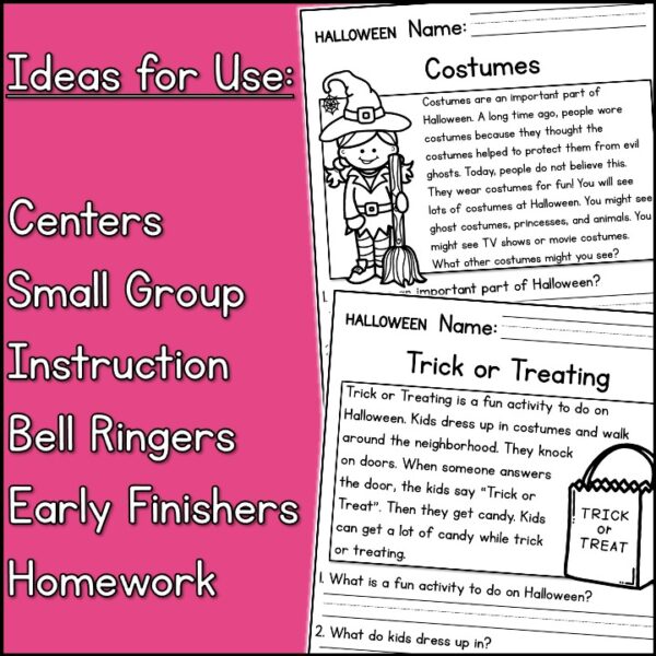 Halloween Holidays Reading Comprehension Passages K-2 | Made By Teachers