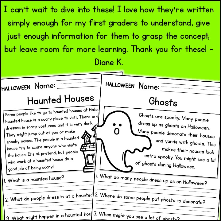 Halloween Holidays Reading Comprehension Passages K-2 | Made By Teachers