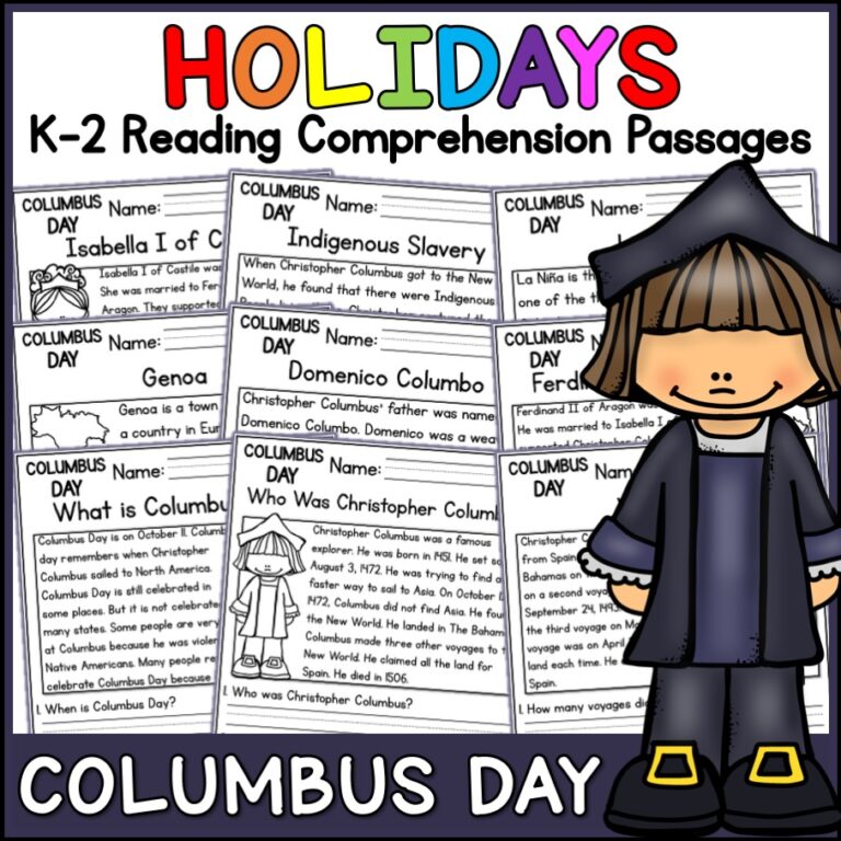 Columbus Day Holidays Reading Comprehension Passages K-2 - Made By Teachers