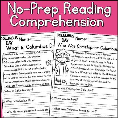 Columbus Day Holidays Reading Comprehension Passages K-2 - Made By Teachers