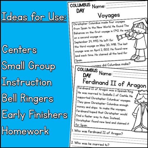 Columbus Day Holidays Reading Comprehension Passages K-2 - Made By Teachers
