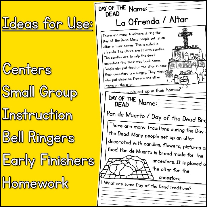 Day of the Dead Dia de los Muertos Holidays Reading Comprehension ...