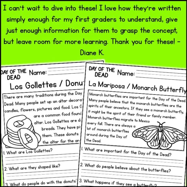 Day of the Dead Dia de los Muertos Holidays Reading Comprehension ...