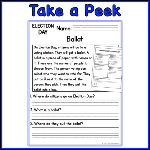 Election Day Holidays Reading Comprehension Passages K-2 - Made By Teachers