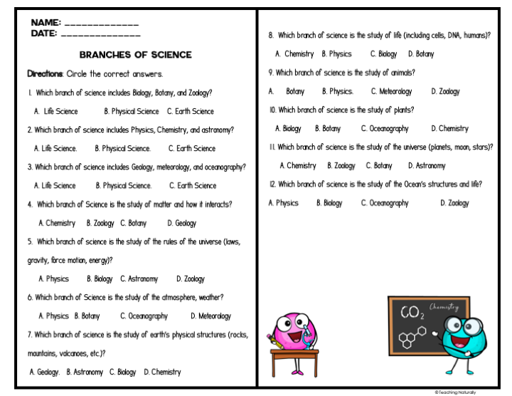 Branches of Science Scavenger Hunt and Quiz - Made By Teachers