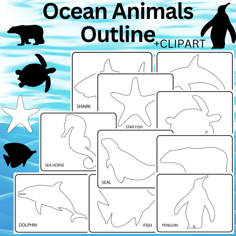 Ocean Animals Outline Templates,Sea Animals Clipart | Made By Teachers