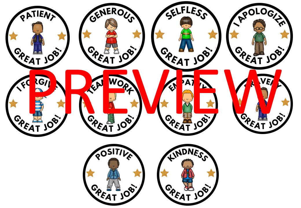 Character Traits Reward Stickers Printable - Made By Teachers
