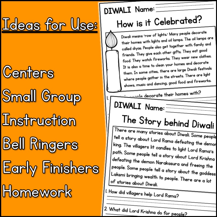 Diwali Holidays Reading Comprehension Passages K-2 - Made By Teachers