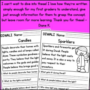 Diwali Holidays Reading Comprehension Passages K-2 - Made By Teachers