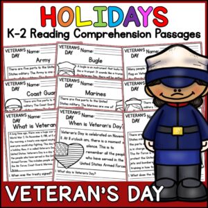 Veterans Day Holidays Reading Comprehension Passages K-2 | Made By Teachers