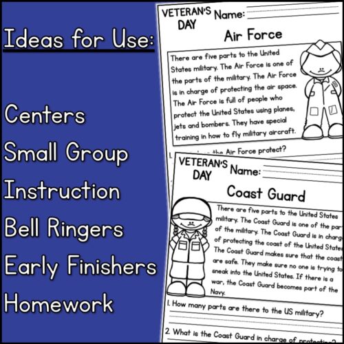 Veterans Day Holidays Reading Comprehension Passages K-2 | Made By Teachers