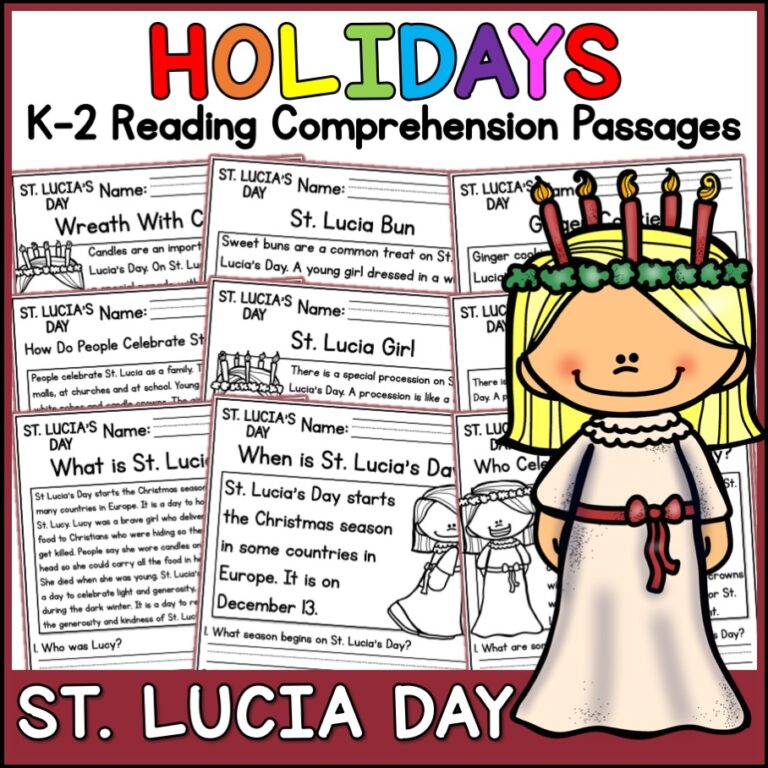 St. Lucias Day Holidays Reading Comprehension Passages K-2 - Made By ...