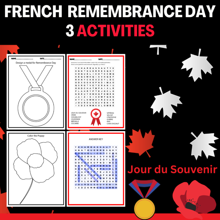 Le Jour du Souvenir (Remembrance Day) French Vocabulary Activity ...