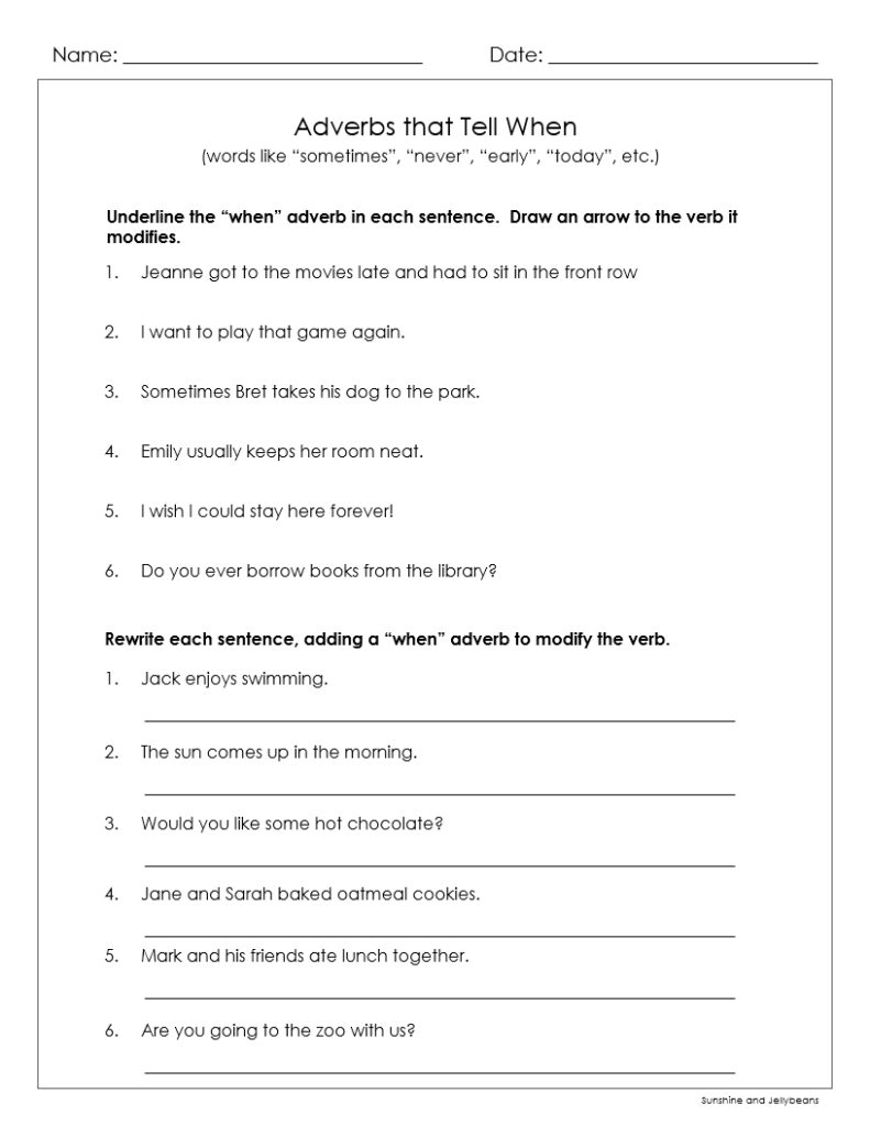 Types of Adverbs - Where-When-How.. - 5 practice worksheets - Grades 3 ...