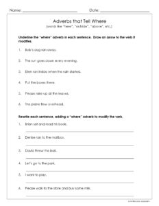 Types of Adverbs - Where-When-How.. - 5 practice worksheets - Grades 3 ...